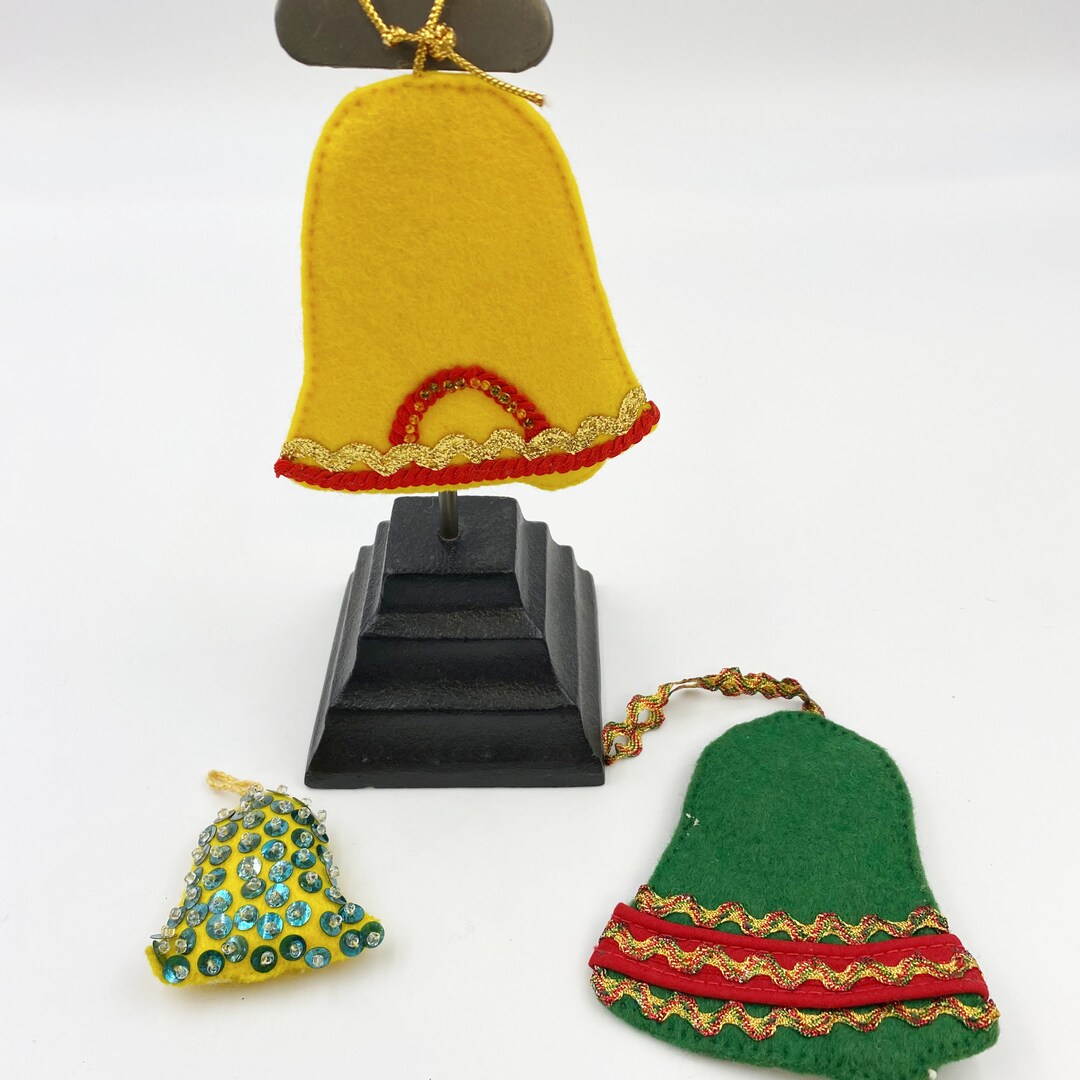 3 Vintage Handmade Felt Bell Christmas Ornaments - Etsy
