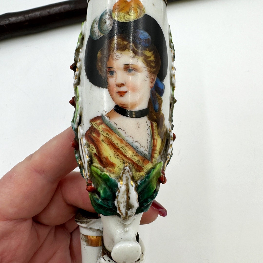 Vintage German Long Stemmed Pipe Tyrolean Painted Porcelain Pipe as ...
