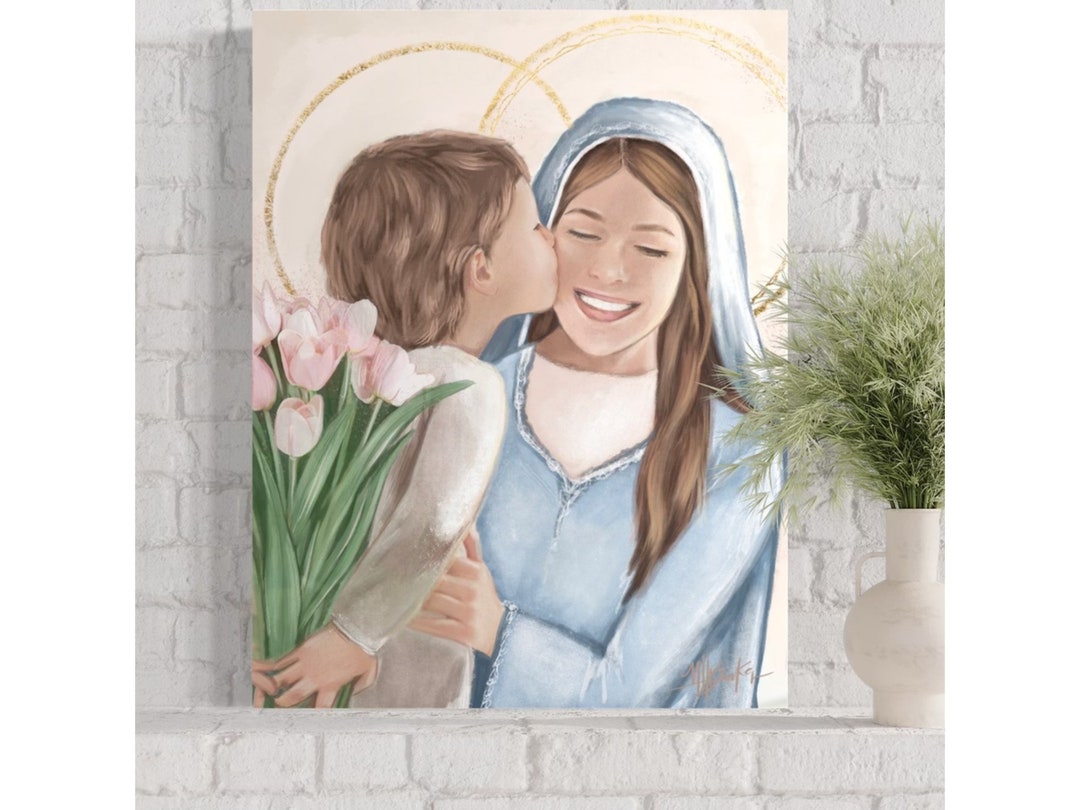 Mary and Jesus Art, Mother Mary Print, Baby Jesus and Mother Mary, the ...