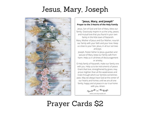Holy Trinity Prayer Card Jesus Mary & Jospeh Prayer - Etsy