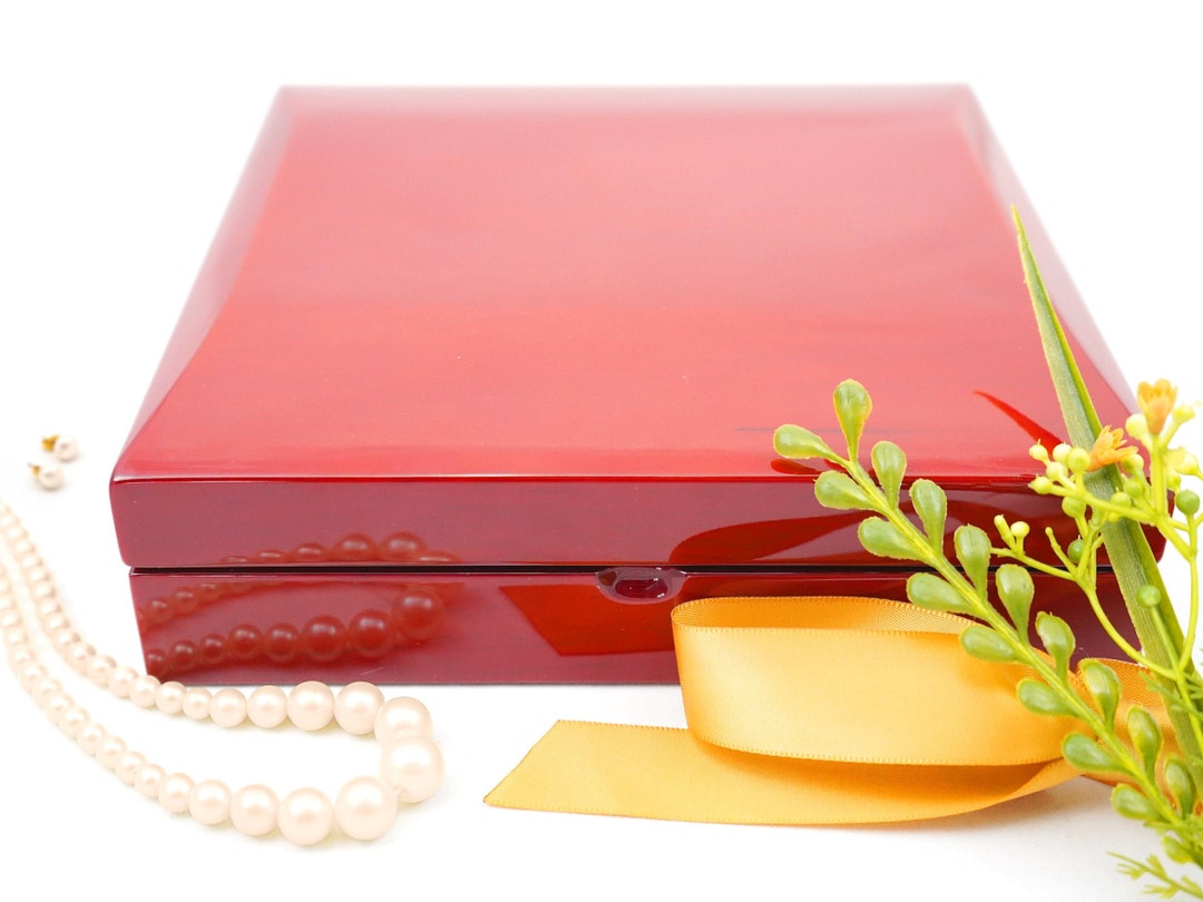 Glossy Rosewood Necklace Gift Box - Two-in-one Red Jewelry Gift Box for ...