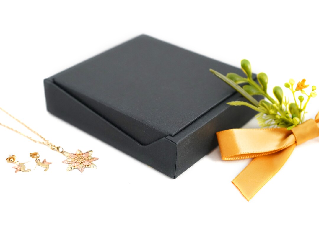 Matte Black Necklace Box & Earring Box - Jewelry Gift Box for Pendant ...