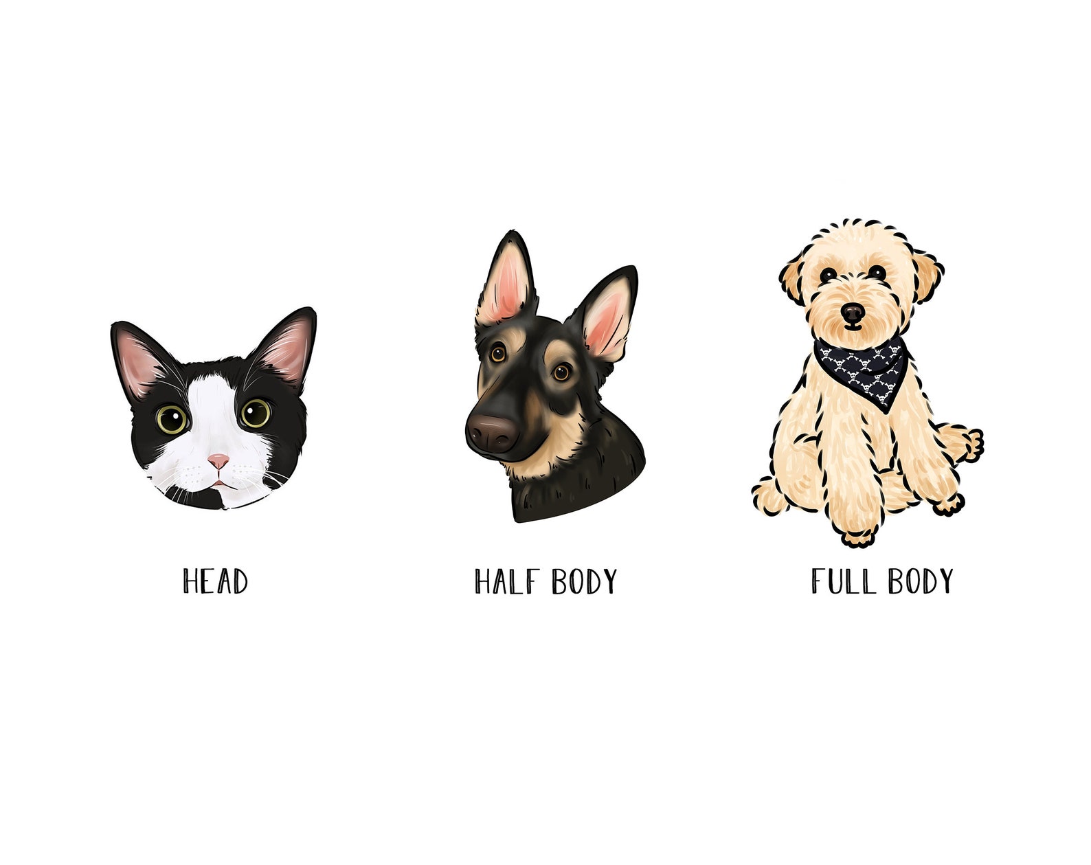 Custom Cartoon Pet Portrait/ Custom Pet Portrait/ Personalized | Etsy