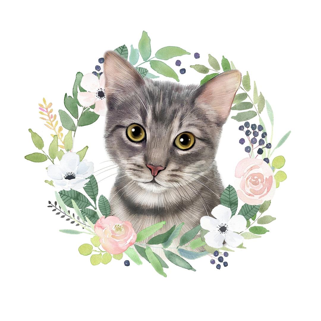 Custom Cat Drawing From Photo - Custom Pet Portrait - Cat Painting ...