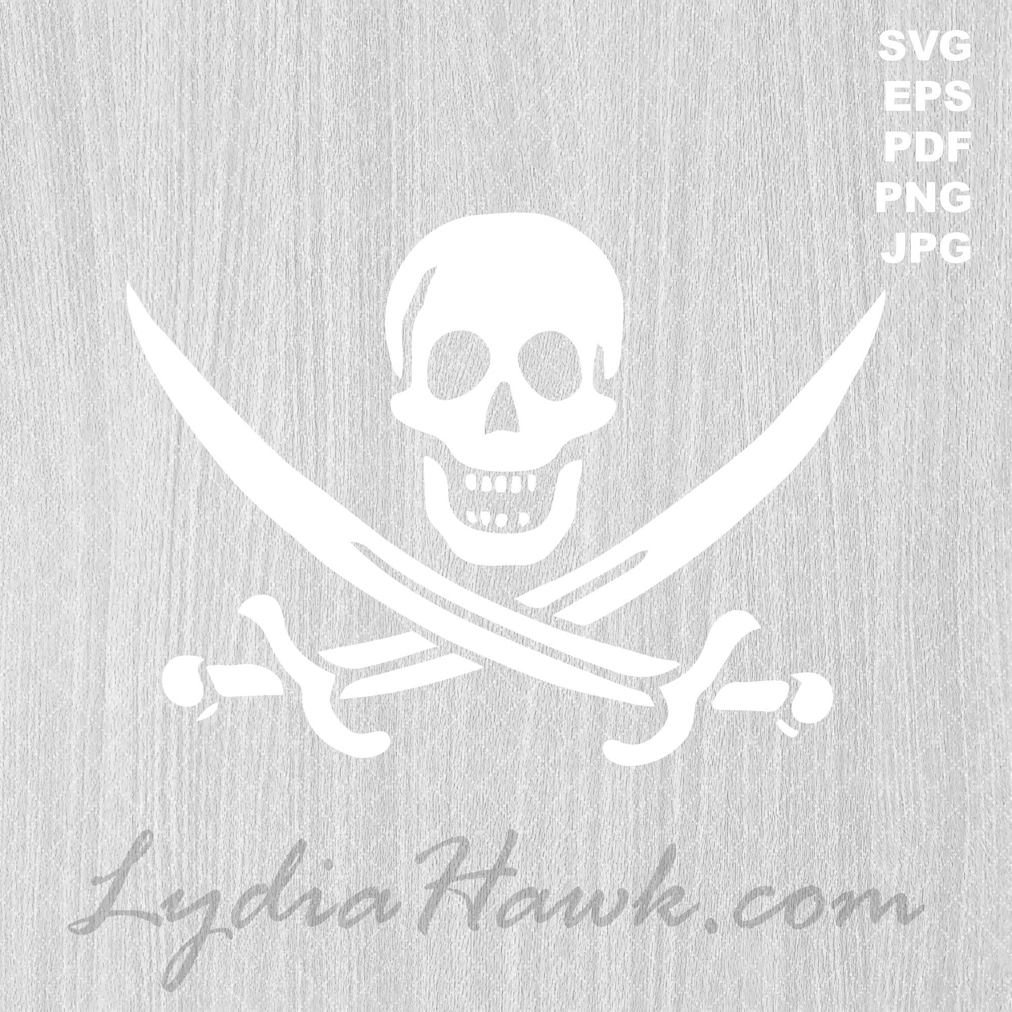 Jolly Roger Pirate Flag SVG PNG Download Printable Vector Graphic Iron ...