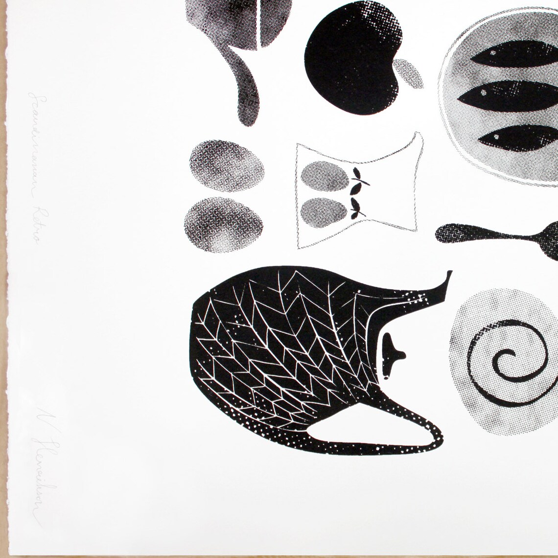 Scandinavian Retro Art Print Screen Print Hand Printed Mid - Etsy