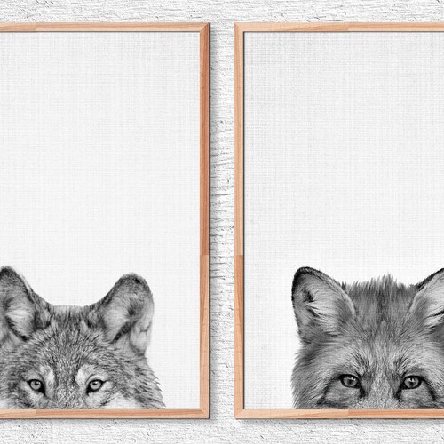 Bear Fox and Wolf Art Print Whimsical Outsider Forest Folk | Etsy