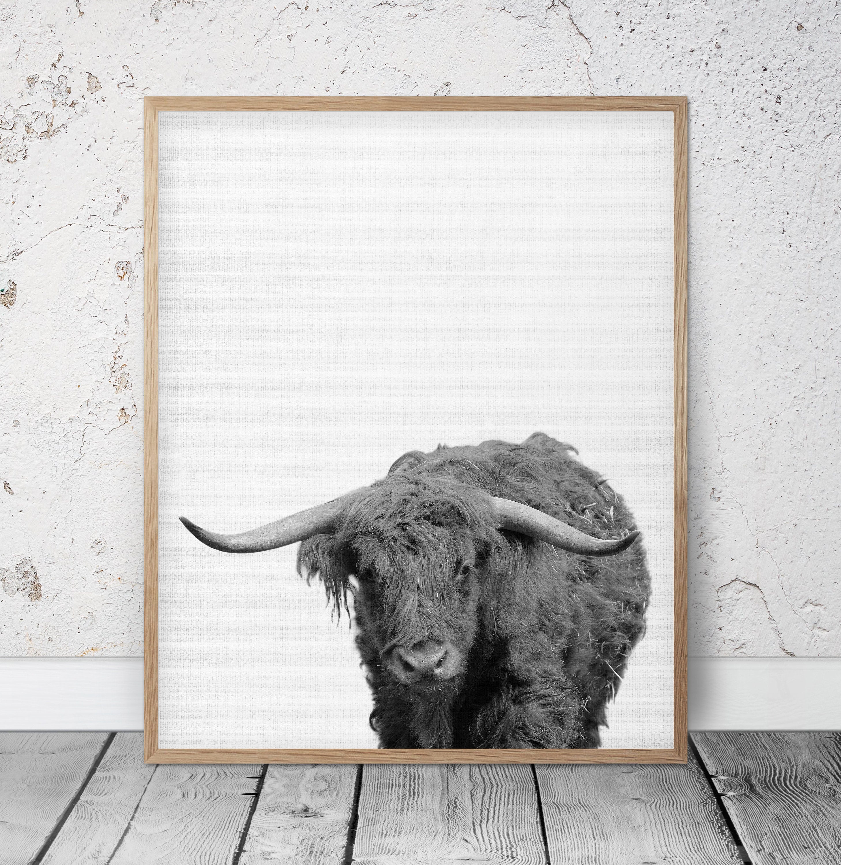Bull Art Animal Printable Art Bull Head Wall Art Bull | Etsy