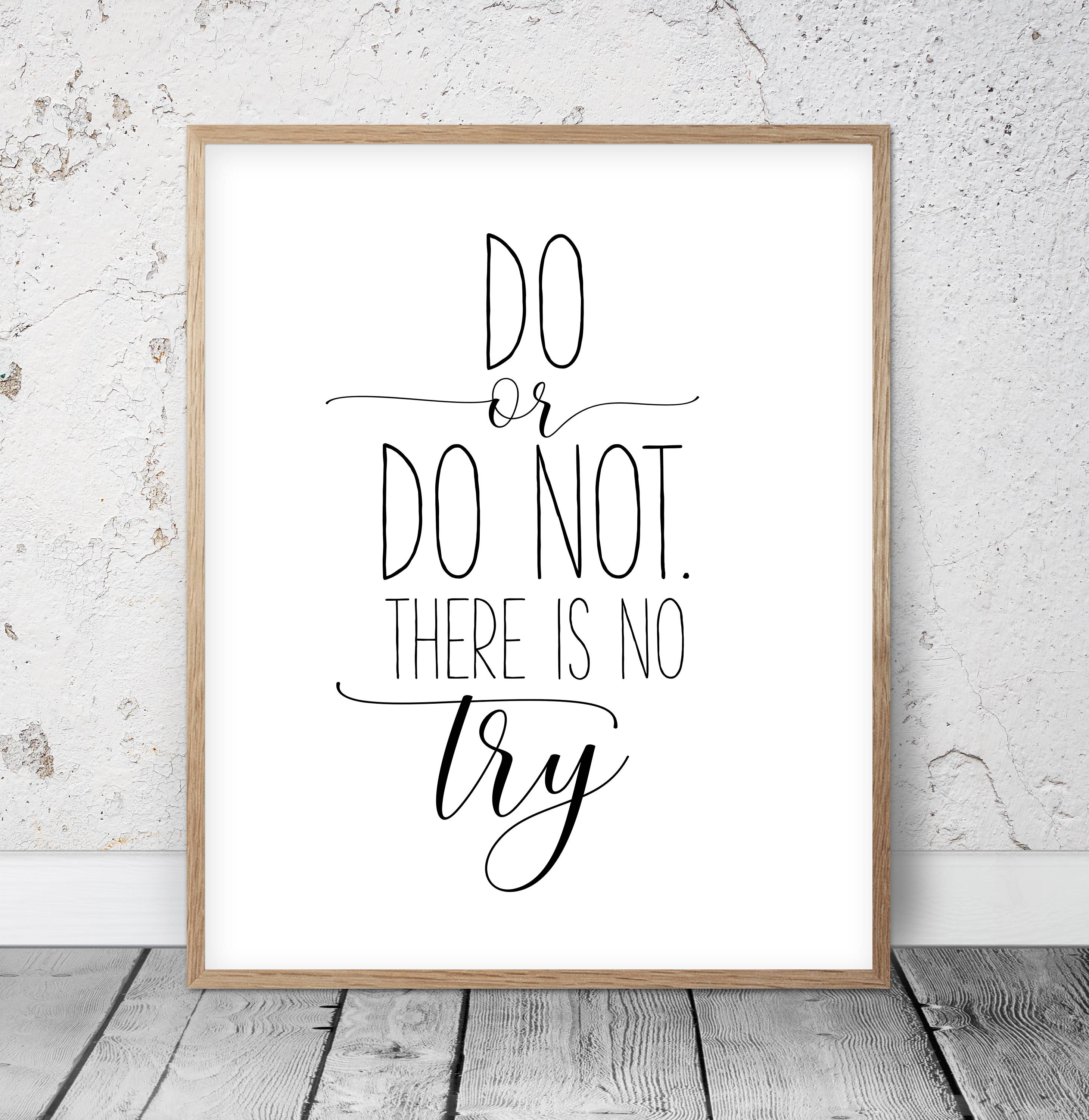 Yoda Quotes Do Or Do Not There Is No Try Black White Nursery | Etsy