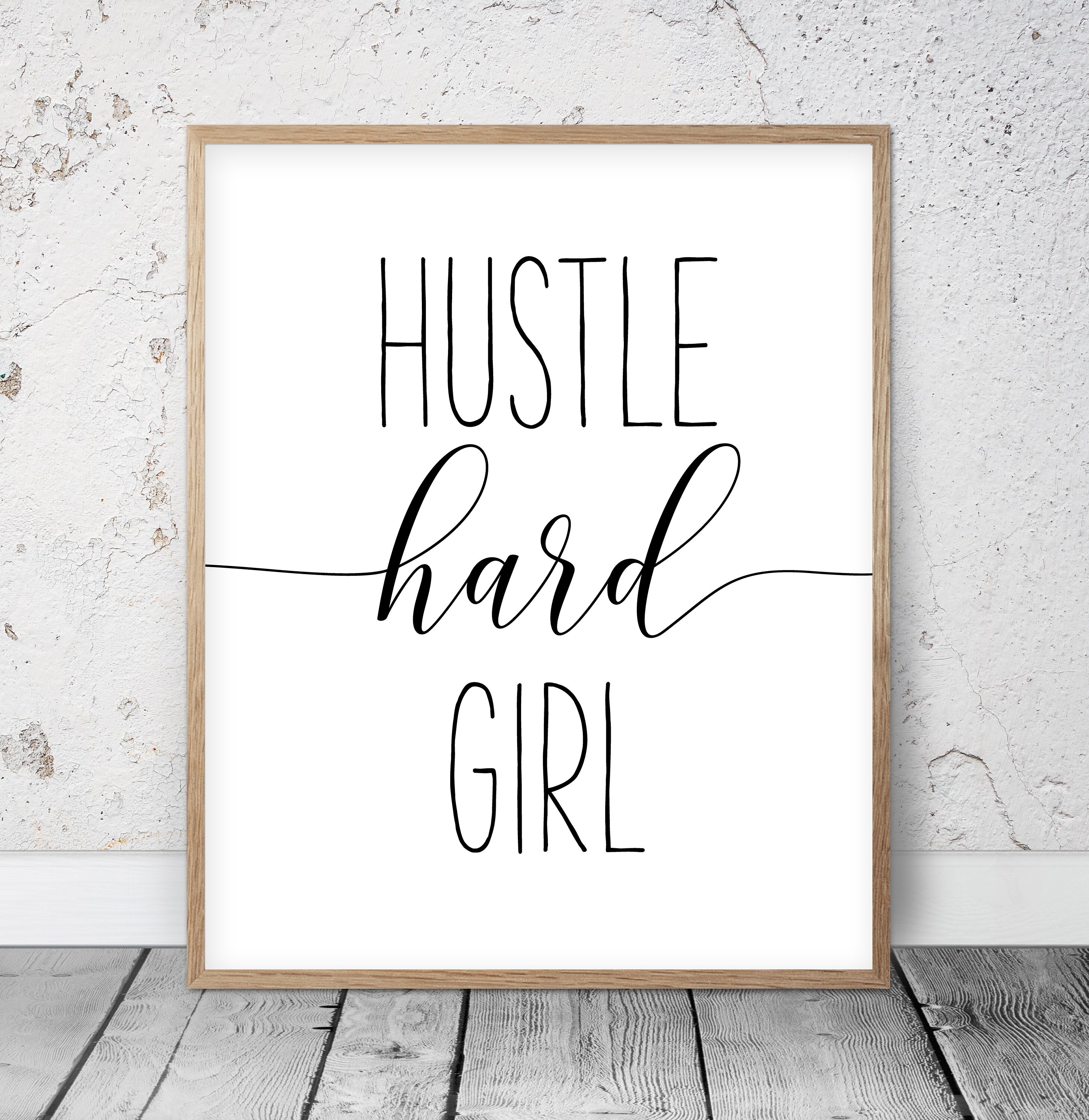 Hustle Hard Girl Pink Quote Hustle Wall Art Hustle Poster | Etsy
