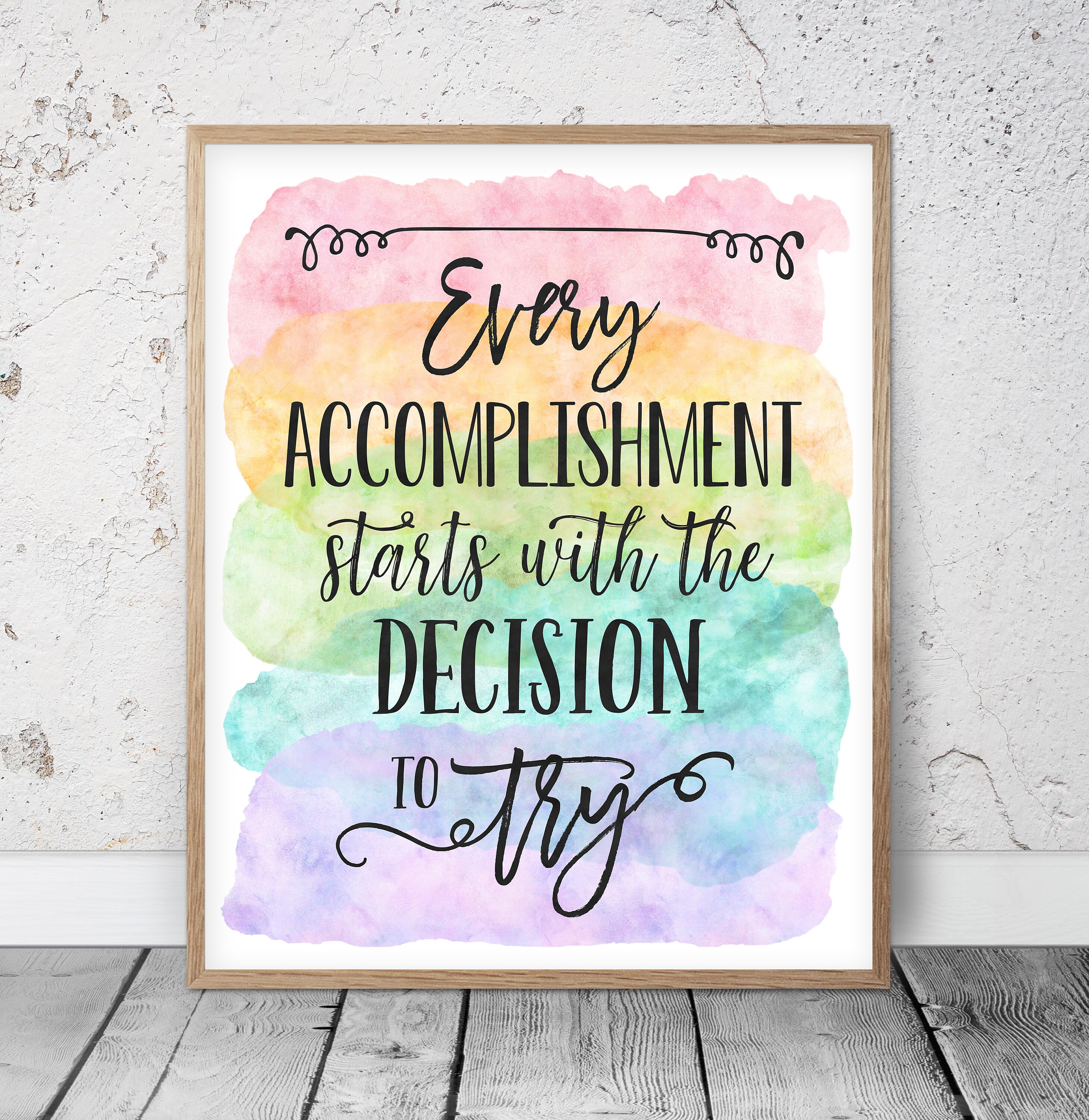 Every Accomplishment Starts Classroom Sign Printable | Etsy