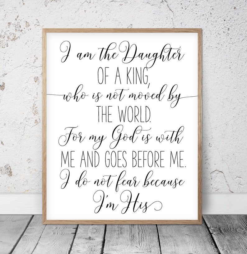 I Am The Daughter Of A King Bible Verse Printable Baptism | Etsy