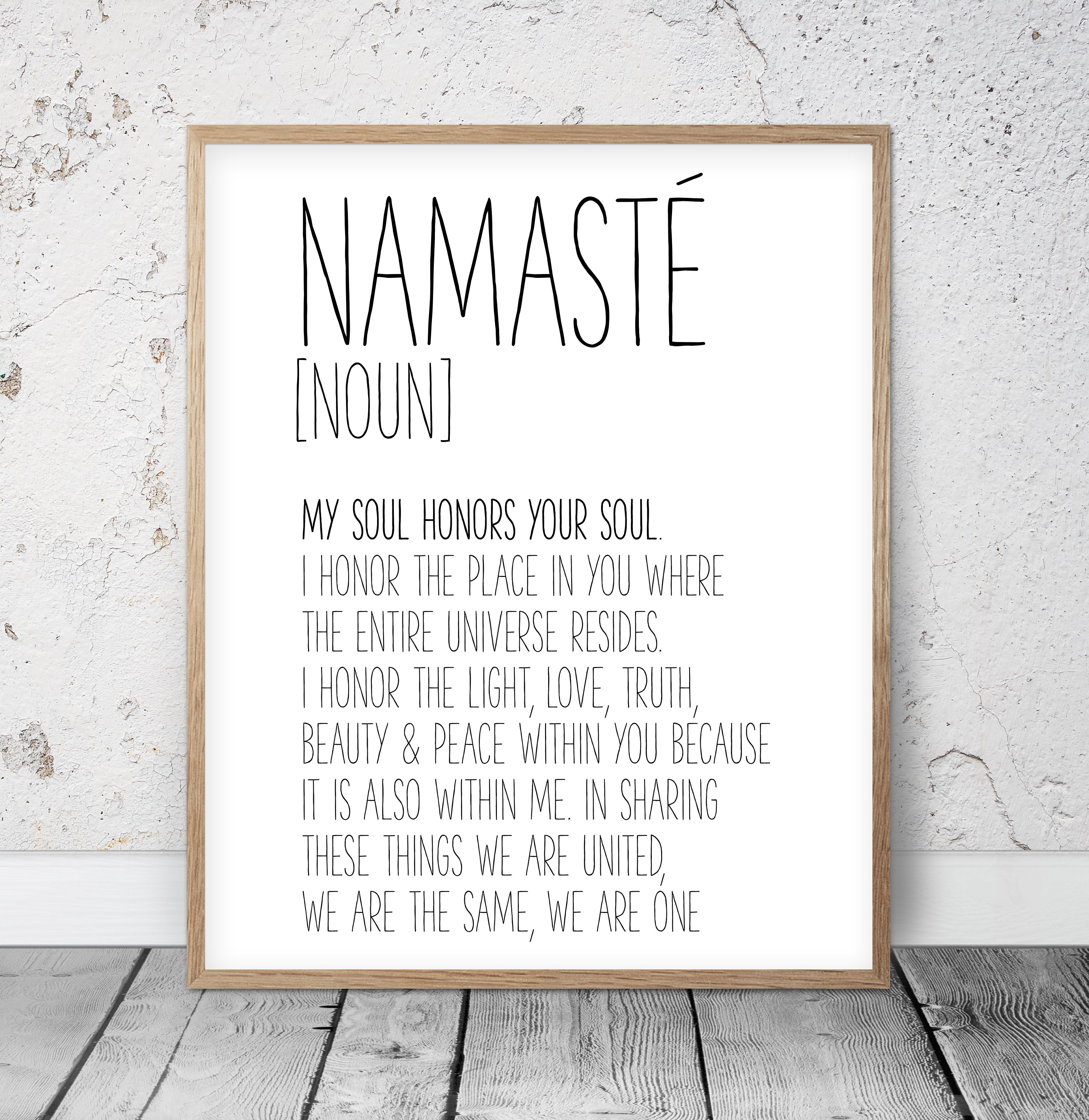 Namaste Sign Definition Print Namaste Wall Art Yoga Gifts | Etsy
