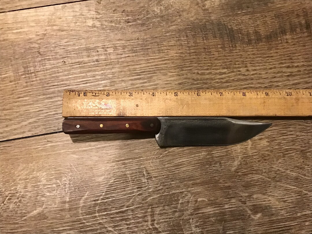 Item 14. Hammered Hunting, Utility Knife. Wood Handle, Brass Pins ...