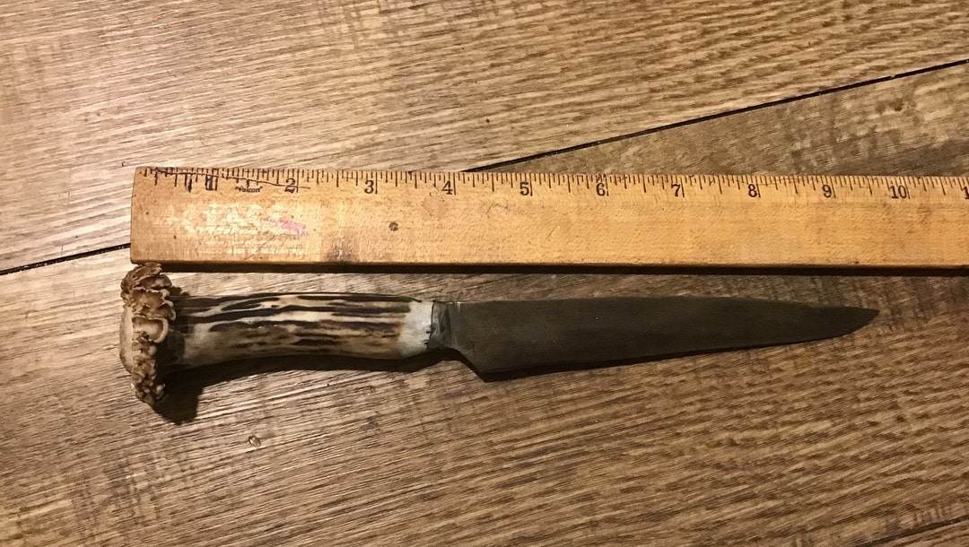 Item 50. Primitive Style Hunting, Utility Knife. 1095 Metal. Roe Deer ...