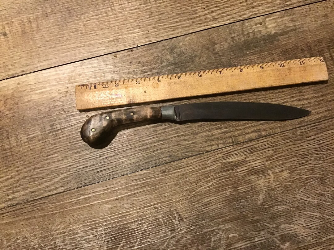 Item 2. Primitive Knife. 1095 Steel. Pewter Bolster. Curly - Etsy