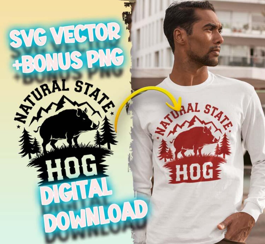 Arkansas Hog SVG | Wild Boar Clipart | Razorback Cut File | Natural ...