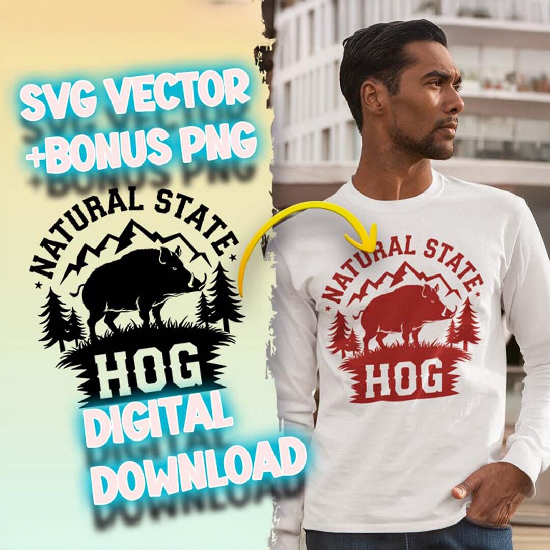 Natural State Hog SVG V4 | Wild Boar | Razorback Cut File | Arkansas ...