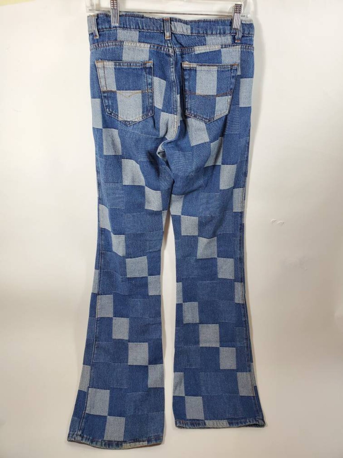 Denim Patchwork Vintage 90s Flared Low Rise Jeans Le Chateau Size 2 4 ...