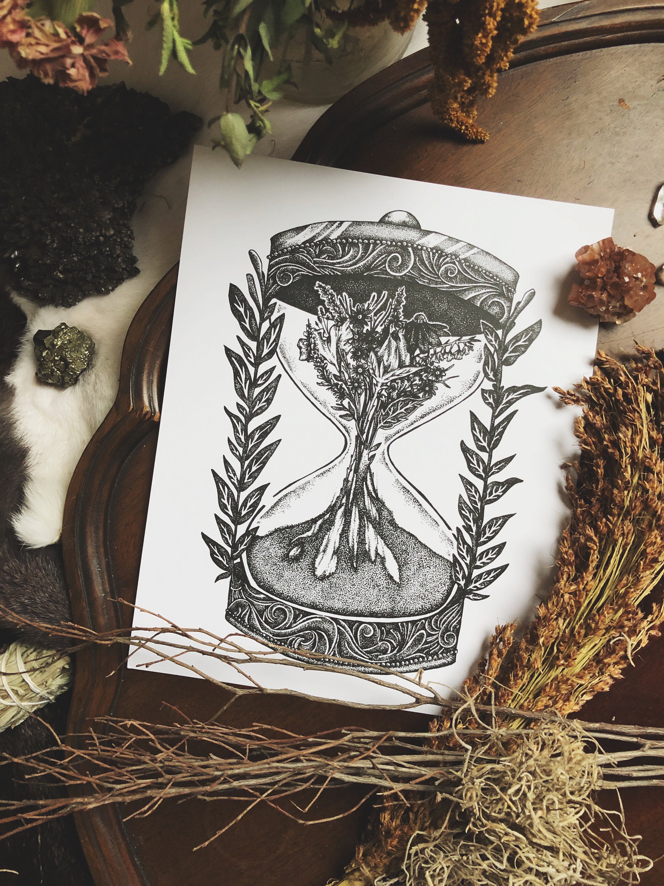 Herbal Hourglass Print | Botanical Art Print | Ritual Print | Herbalism ...