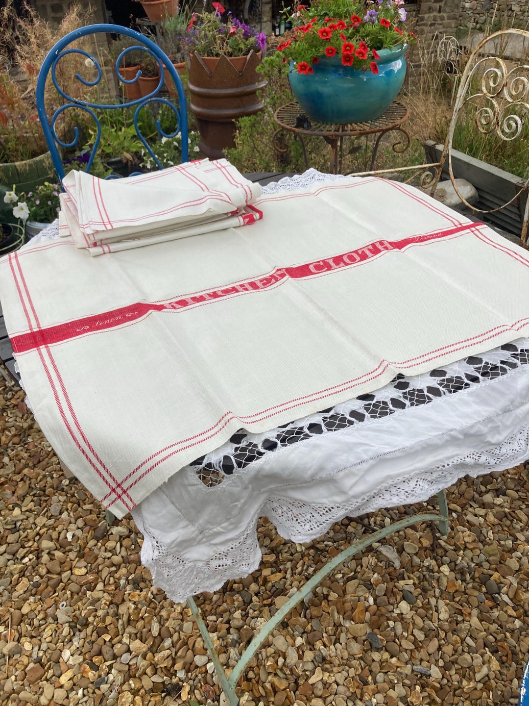 Woods of Harrogate Large Vintage Irish Linen Tea Cloths. 1960s. Unused ...
