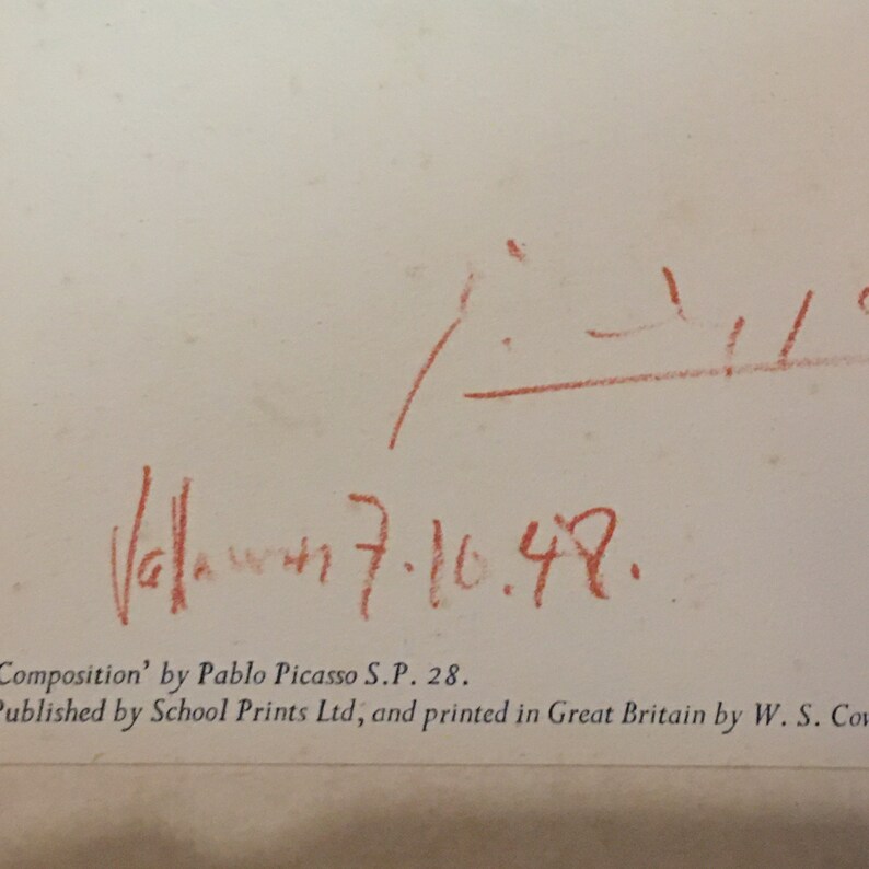 Composition Pablo Picasso 1948 Lithograph. Signed & Dated. A Rare Find ...