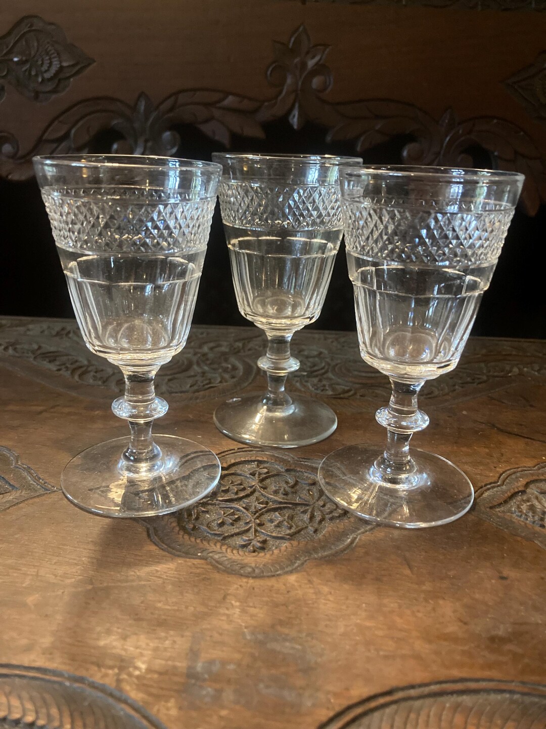 Pretty Victorian Cut Glass Sherry / Port Glasses X 3. C.1890 - Etsy