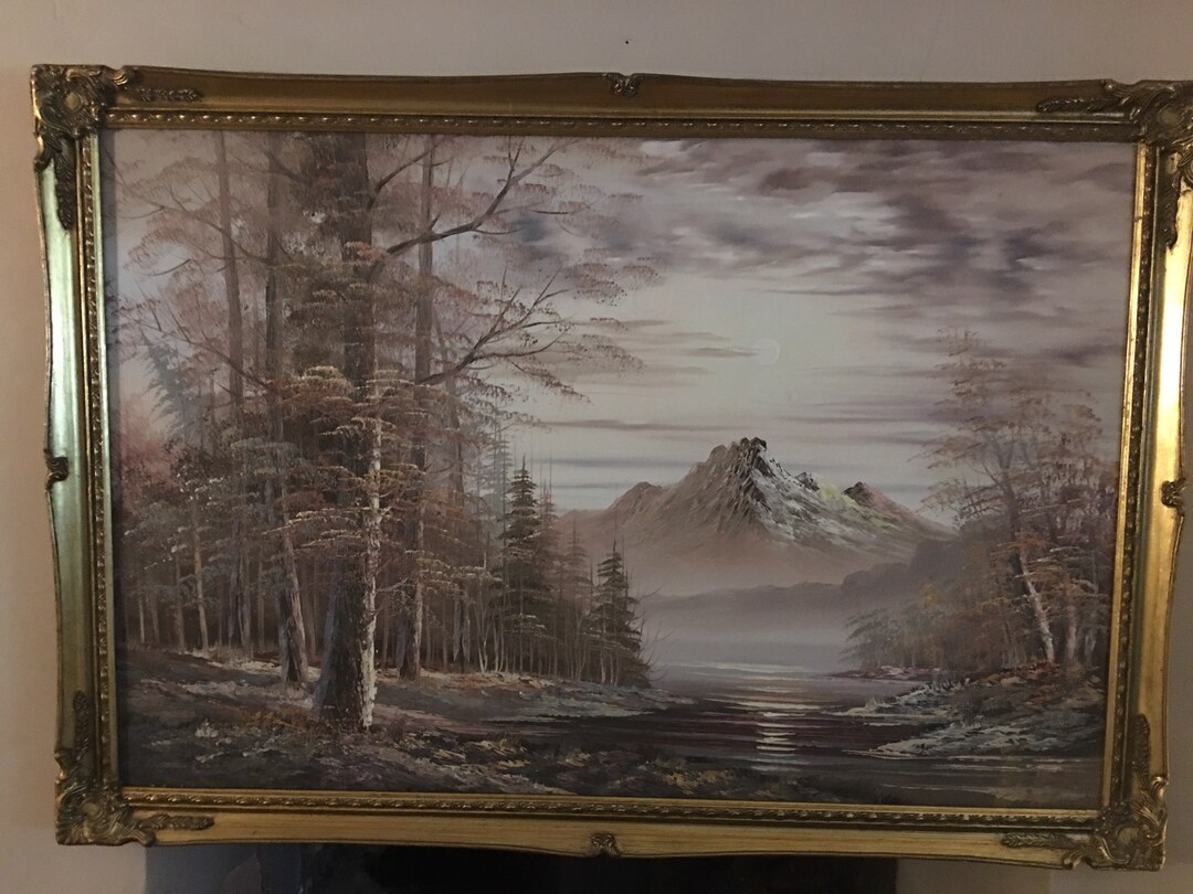 Peter Wood Large Mid Century Oil Painting Signed in Good Contemporary ...