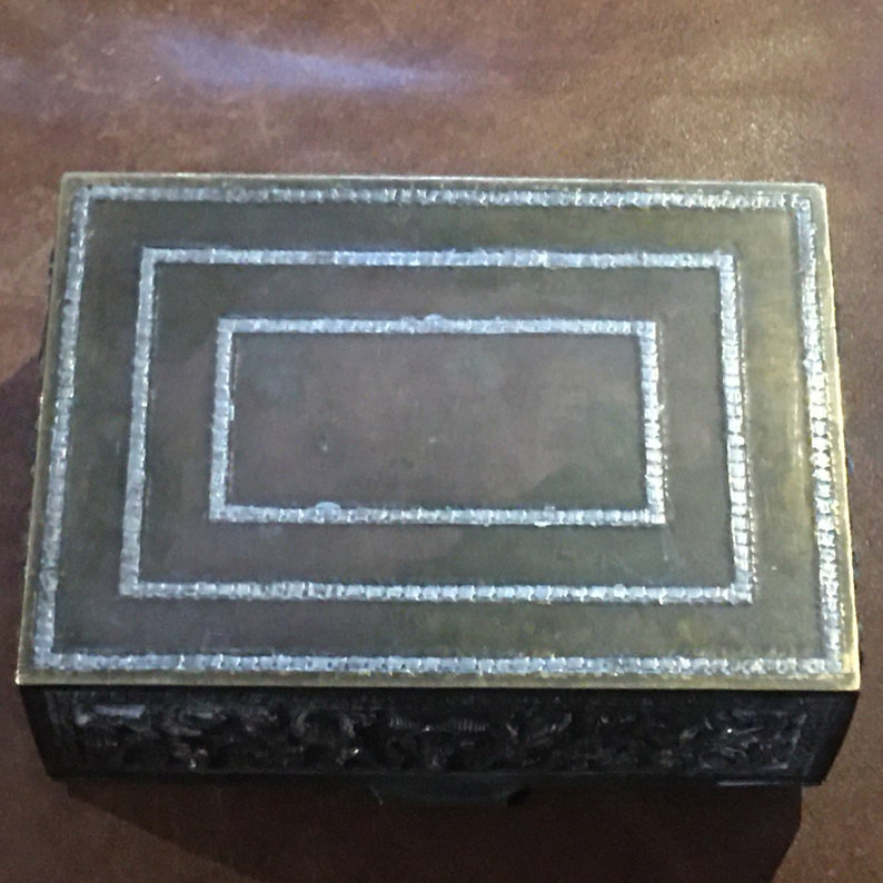 Lovely South Indian Tanjore Silver Box. Elephants & Dancers. Early 20th ...