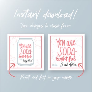 Soda-lightful Valentine's Day Card | Valentine Digital Download | Kids ...