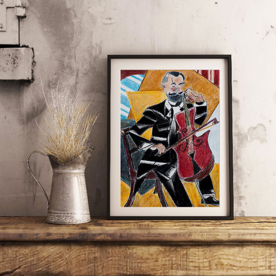 Man Playing Cello, Cello Painting, Cello Player Art Print, Art for ...