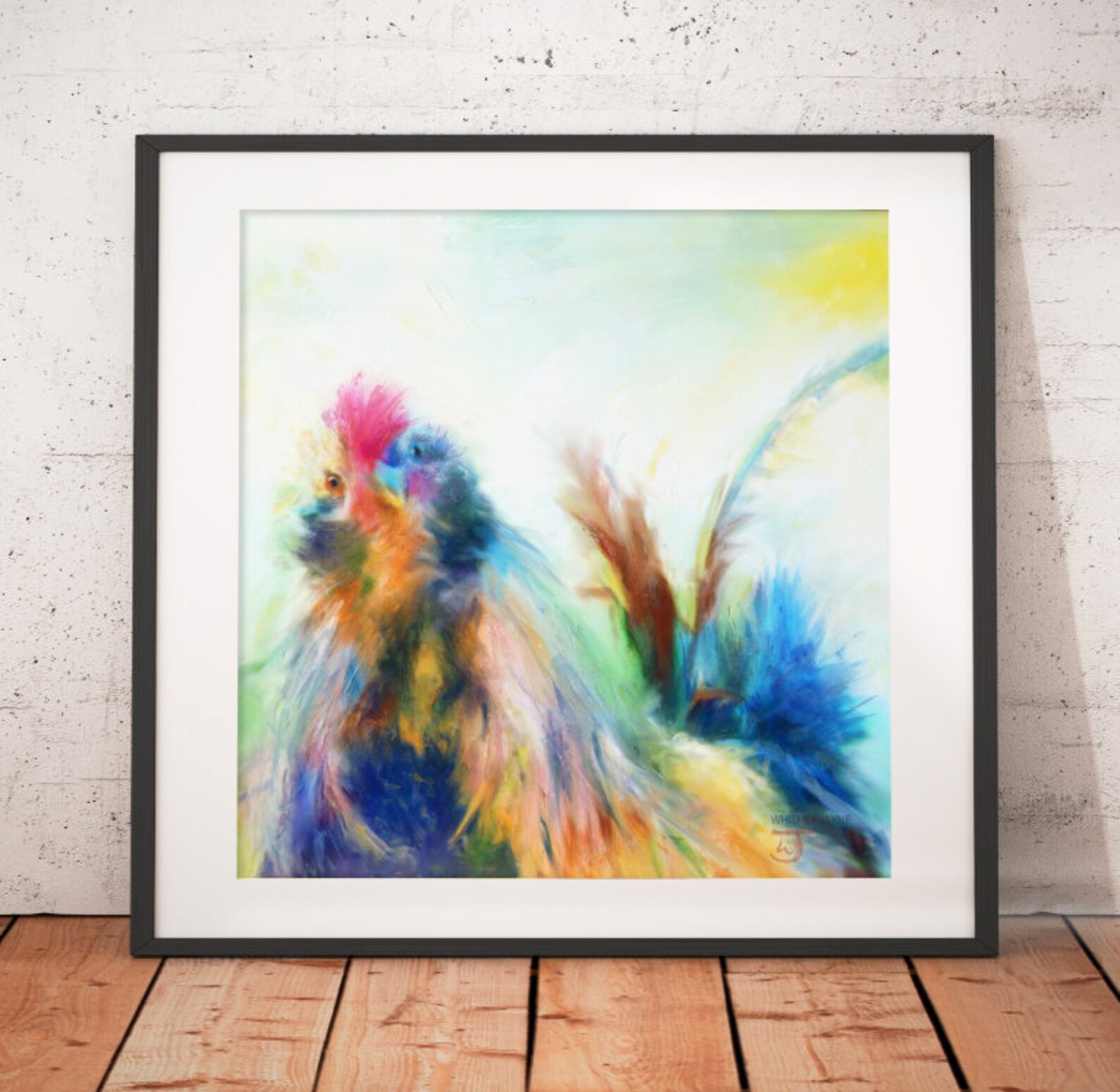 Colorful Rooster Art Print, Farm Rooster Print, Rooster Painting, Farm ...