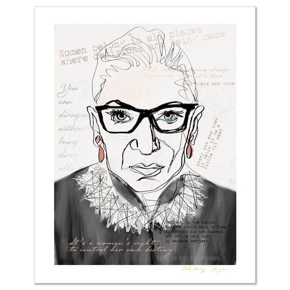Ruth Bader Ginsburg Quotes Rbg Line Drawing Rbg Art Ruth - Etsy