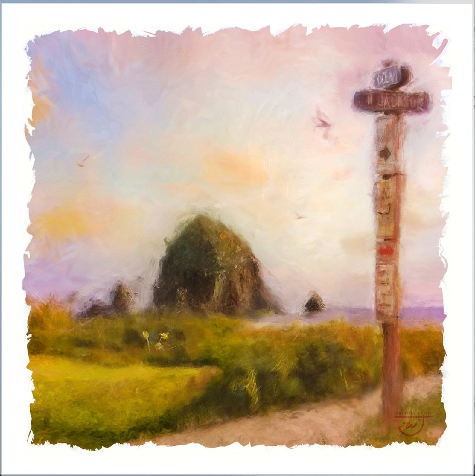 Cannon Beach Painting, Cannon Beach Art Print, Haystack Rock Painting ...