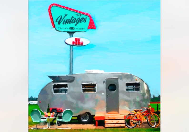 The Vintages, Airstream Painting, Airstream Trailer Print, Airstream ...