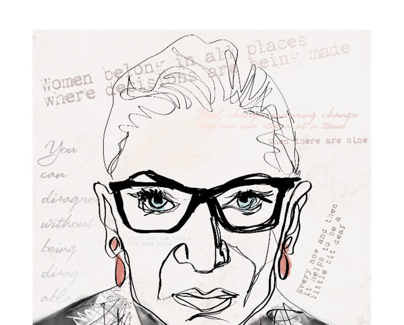 Ruth Bader Ginsburg Quotes RBG Line Drawing RBG Art Ruth | Etsy