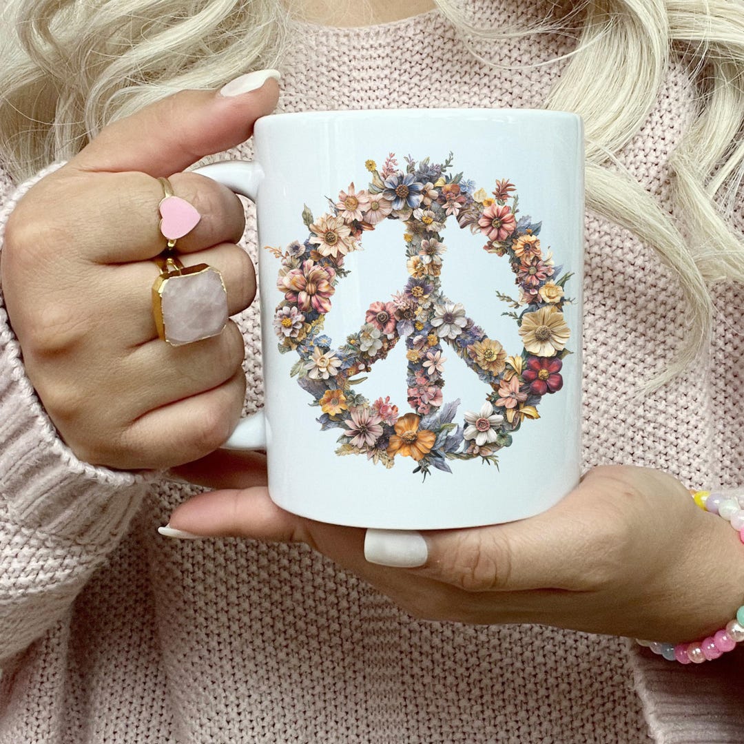 Floral Peace Sign Sublimation Design: Retro 70s PNG (digital Download ...
