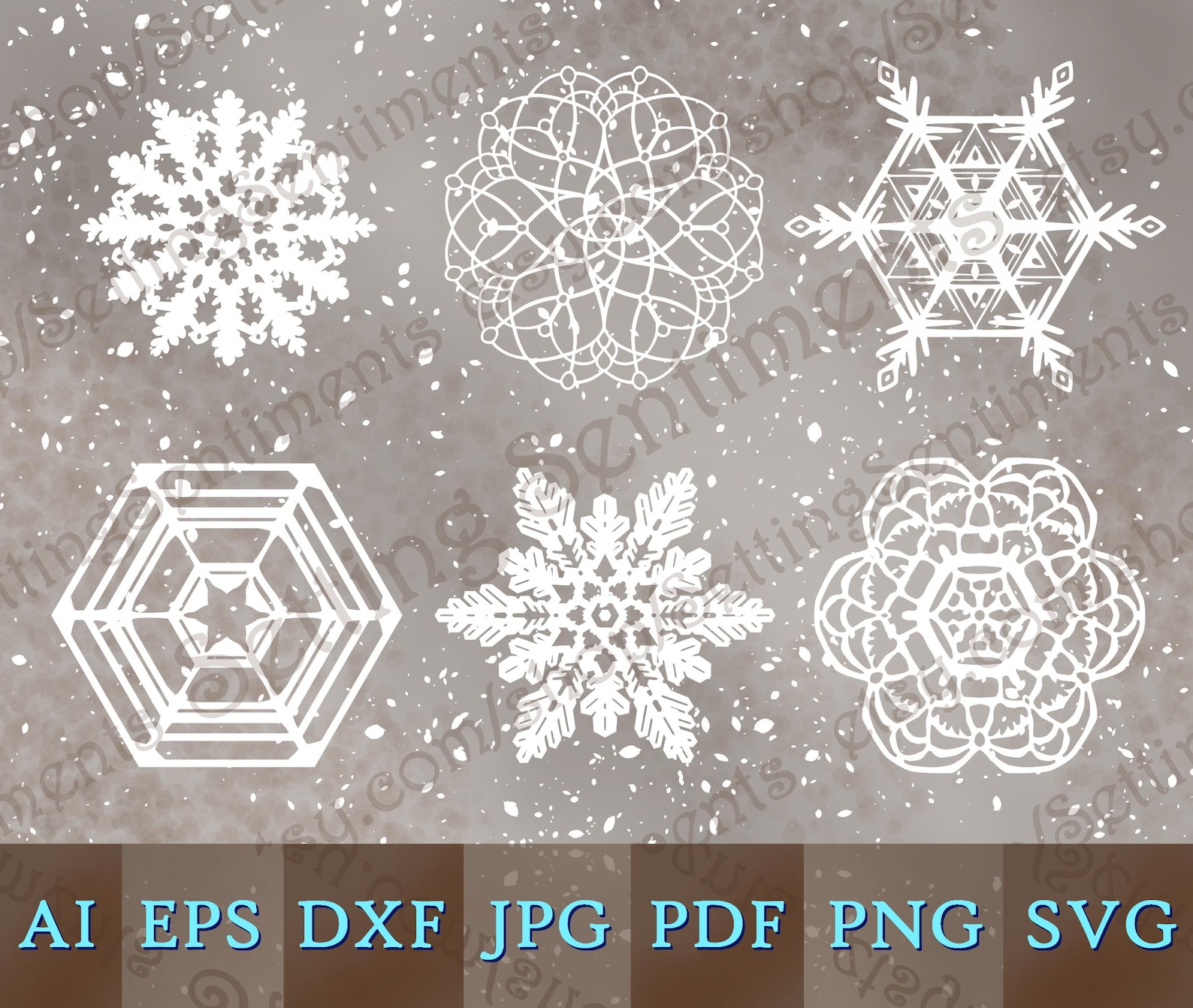 Snowflake SVG Sampler Bundle 001, Winter and Christmas Digital ...