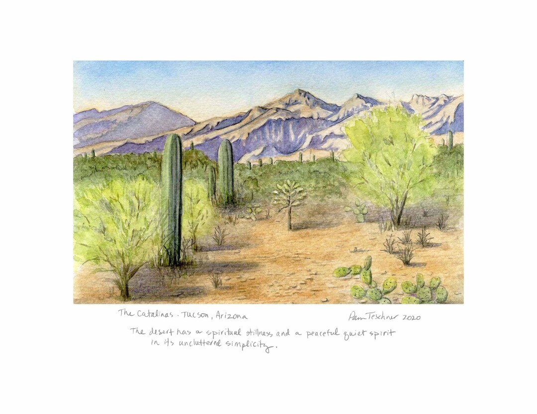 Nature Journal Watercolor Sketch, Desert Painting, Desert Landscape ...