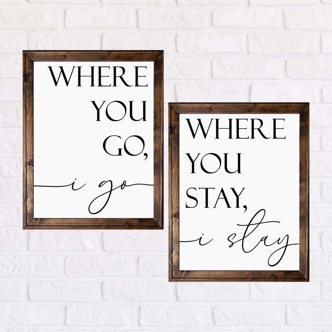 Where You Go I Go Canvas Wall Art Set, Farmhouse Couple Anniversary ...