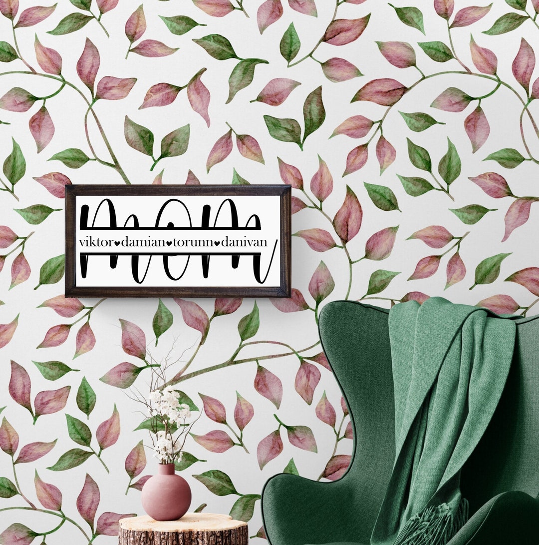 Personalized Cursive Mom Sign With Kids Names Framed Sign Birthday Gift ...