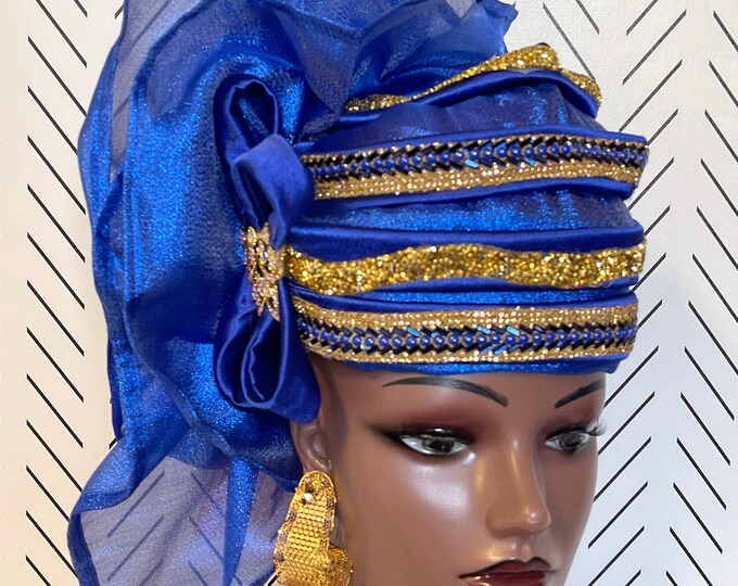 Headtie,gele Hat ,aso-oke Fabric,gele,headwrap,ready-to-wear Gele ...