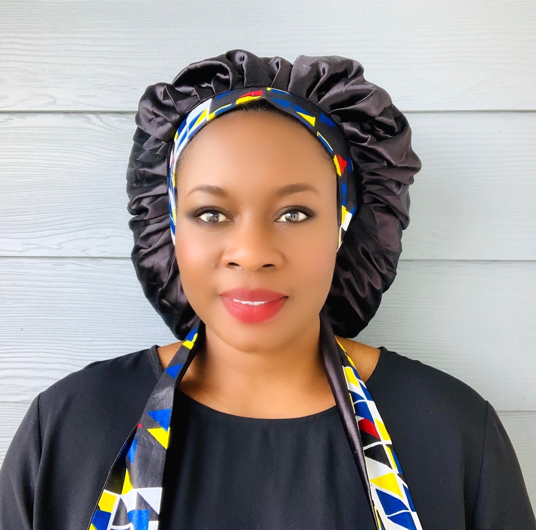 Adjustable Bonnet Satin Polyester Satin Bonnet Sleep Cap Bonnet Fully ...