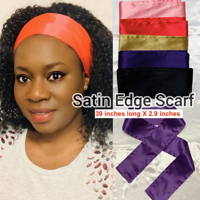 Satin Edge Scarf Satin Headband ,hair Protection, Long Satin Edge Scarf ...