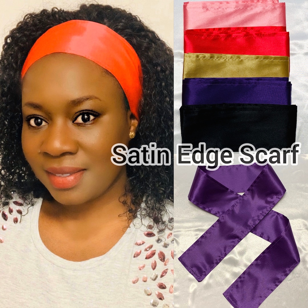 Satin Edge Scarf Satin Headband ,hair Protection, Long Satin Edge Scarf ...
