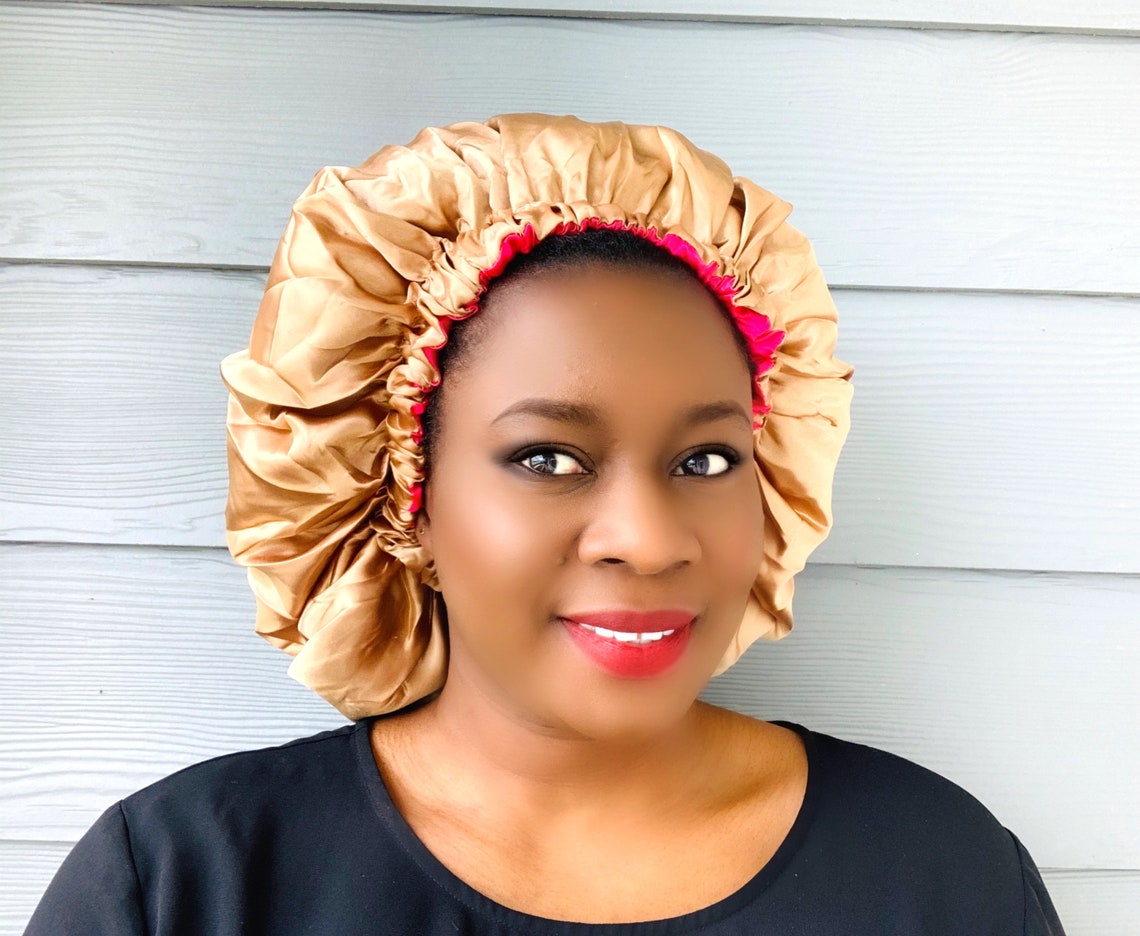 2 Tone Bonnet, Fully Reversible Bonnet Satin Hair Bonnet Satin Bonnets ...