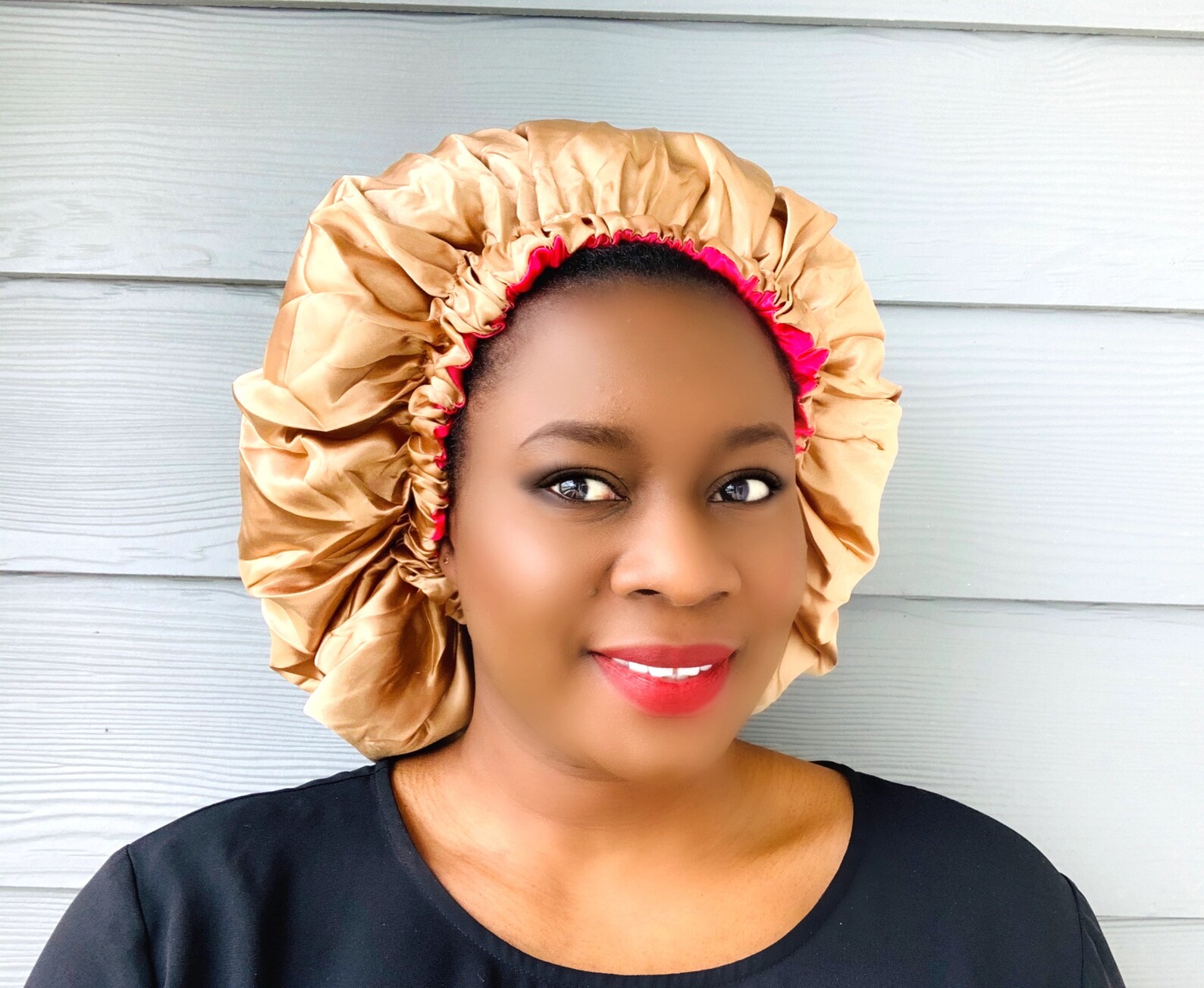 2 Tone Bonnet Fully Reversible Bonnet Satin Hair Bonnet Satin | Etsy