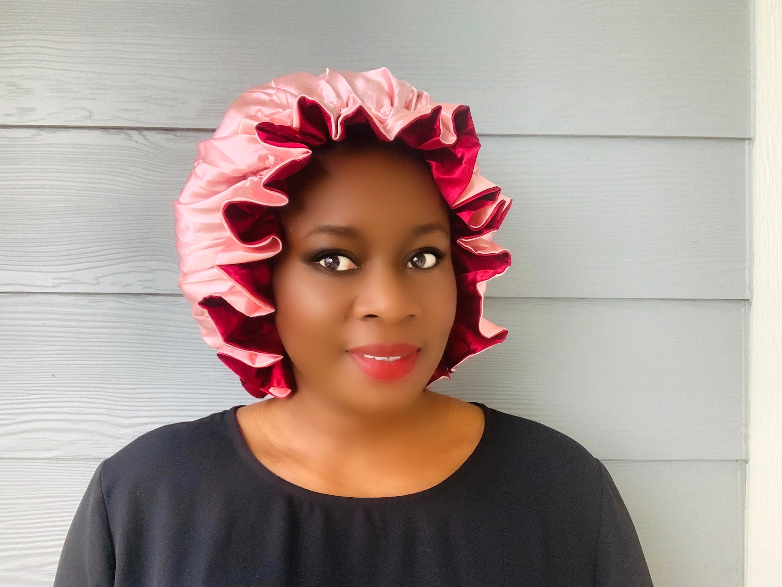 2 Tone Bonnet, Fully Reversible Bonnet Satin Hair Bonnet Satin Bonnets ...