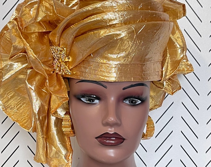 Headtie,gele Hat ,aso-oke Fabric,gele,headwrap,ready-to-wear Gele ...