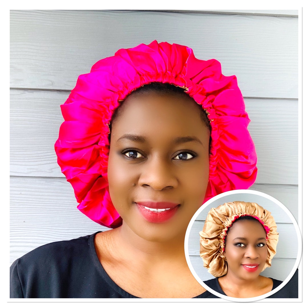 2 Tone Bonnet, Fully Reversible Bonnet Satin Hair Bonnet Satin Bonnets ...
